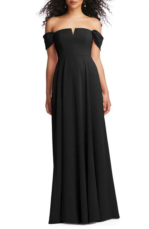 Dessy Collection Off-the-shoulder Crepe Gown - Black