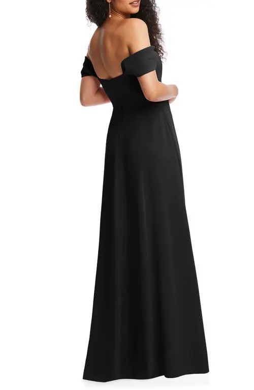 Dessy Collection Off-the-shoulder Crepe Gown - Black