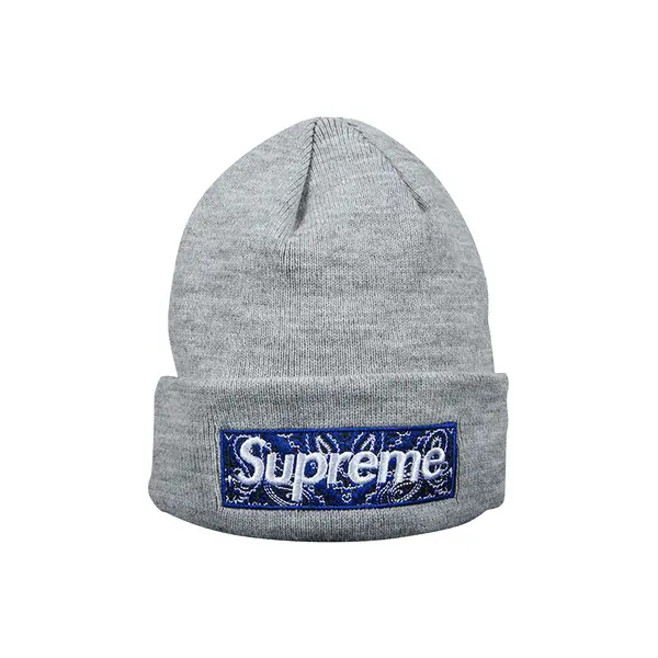 Supreme X New Era Bandana Box Logo Beanie - Grey