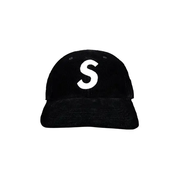 Supreme Fine Wale Corduroy S Logo 6-panel Cap - Black