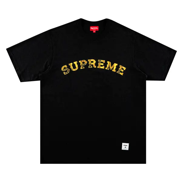 Supreme Plaid Appliqué Short-sleeve Top - Black
