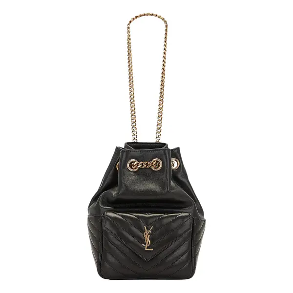 Saint Laurent Joe Chevron Bucket Bag - Black