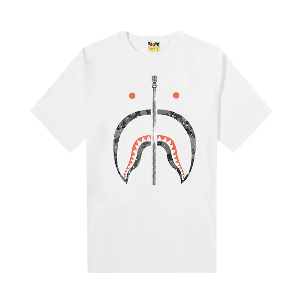 A BATHING APE Space Camo Shark Tee - White