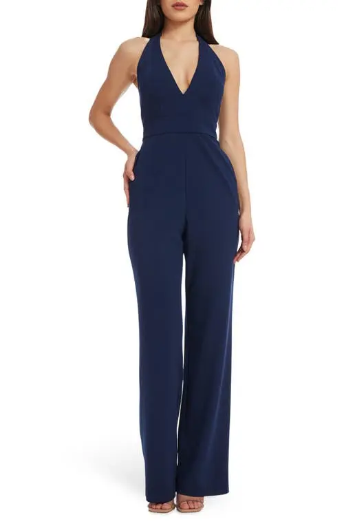 Dress The Population Miller Halter Jumpsuit - Navy
