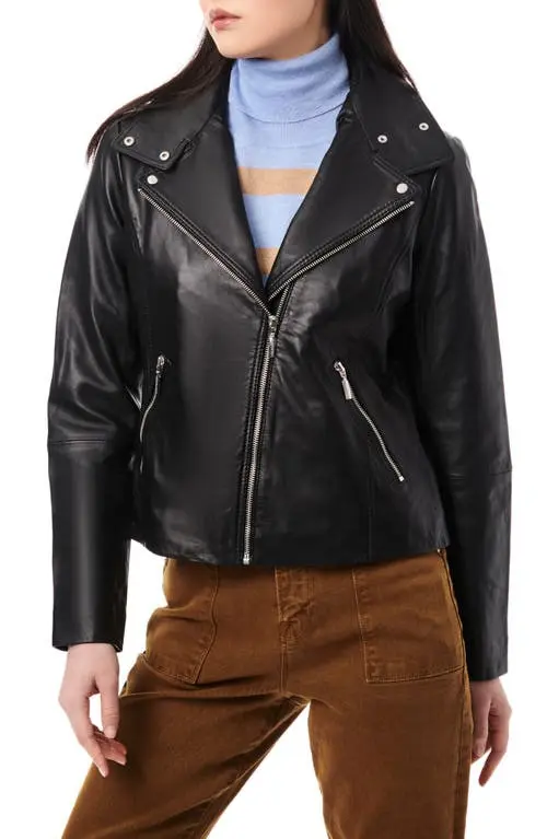 Bernardo Lambskin Leather Moto Jacket - Black