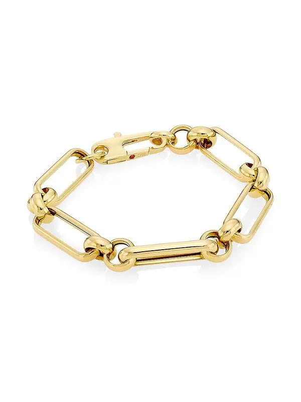 Roberto Coin 18k Mixed Paper Clip Chain Bracelet/7 - Gold