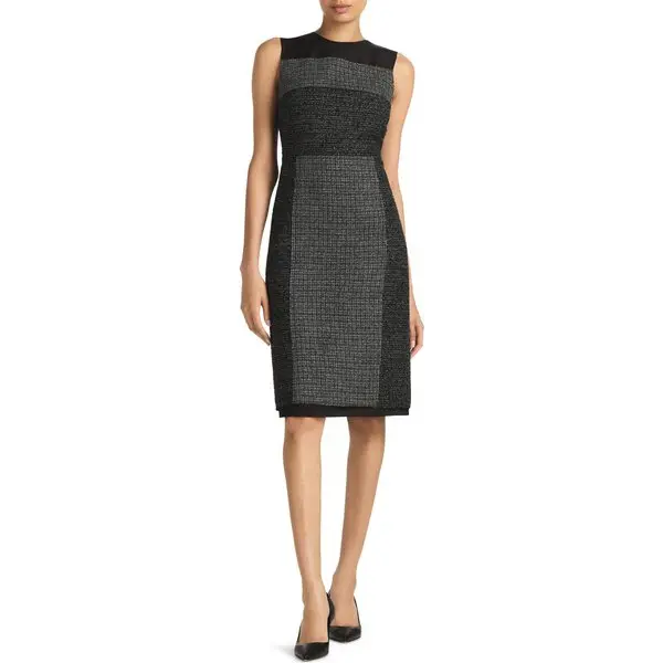 St. John Micropattern Mixed Tweed Sheath Dress