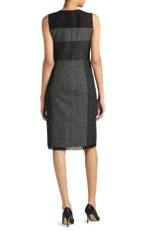St. John Micropattern Mixed Tweed Sheath Dress