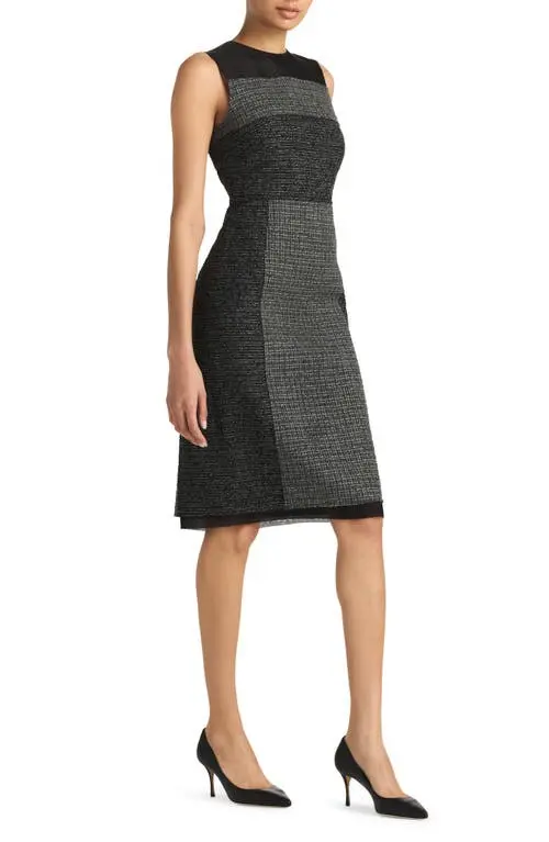 St. John Micropattern Mixed Tweed Sheath Dress