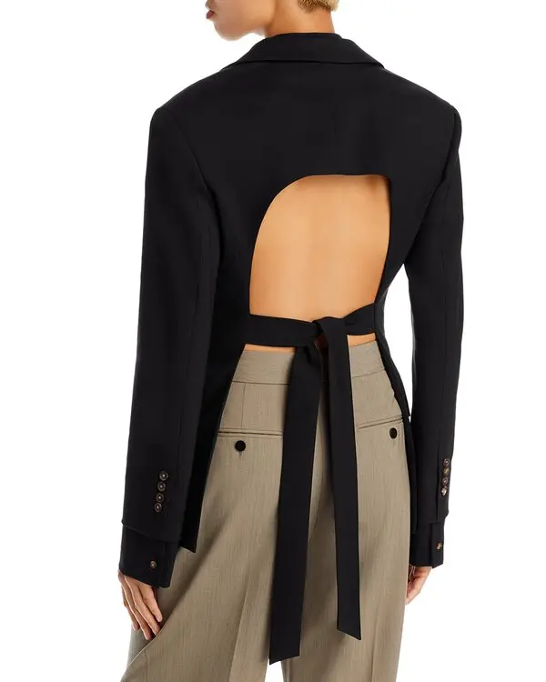 A.W.A.K.E. Mode A. W.A. K.E. Mode Wool Stretch Open Back Blazer In