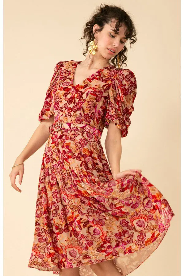 Hale Bob Mia Velvet Burnout Midi Dress
