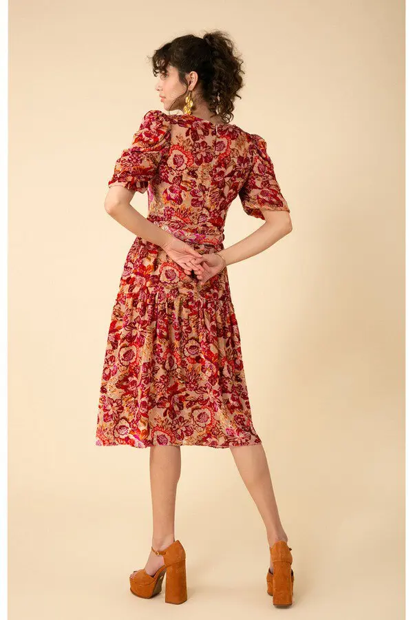 Hale Bob Mia Velvet Burnout Midi Dress
