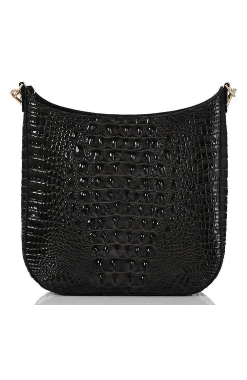 Brahmin Leia Croc Embossed Leather Crossbody Bag - Black