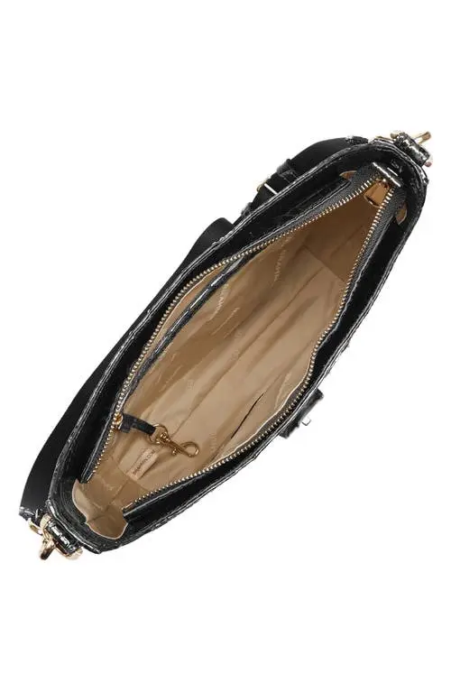 Brahmin Leia Croc Embossed Leather Crossbody Bag - Black