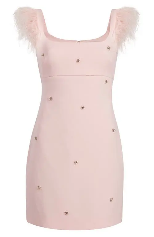 Likely Cameron Feather Trim Embellished Minidress
