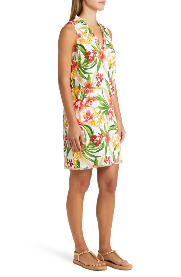Tommy Bahama Calli Cove Ruffle Sleeveless Linen Shift Dress