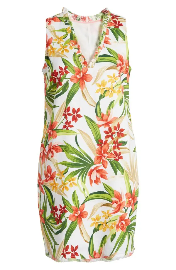 Tommy Bahama Calli Cove Ruffle Sleeveless Linen Shift Dress
