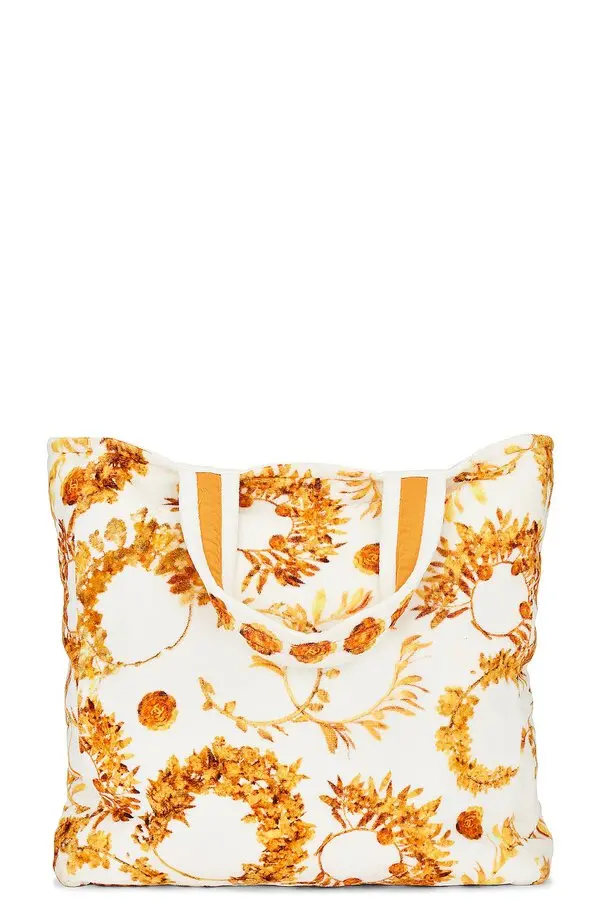 Chanel Coco Printed Terry Beach Tote Bag In Yellow