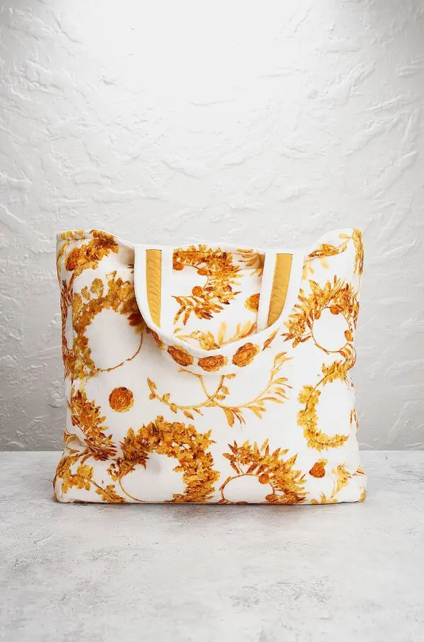 Chanel Coco Printed Terry Beach Tote Bag In Yellow