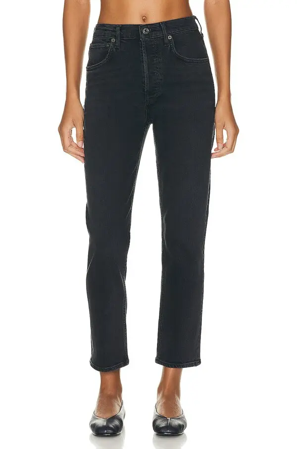 AGOLDE Riley High Rise Straight Crop Jeans - Panoramic