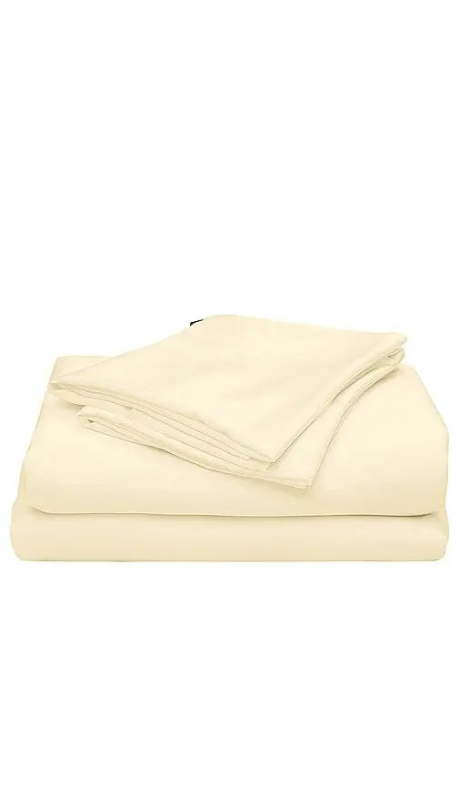 ETTITUDE Cal King Sateen Solid Sheet Set In Yellow - Butter