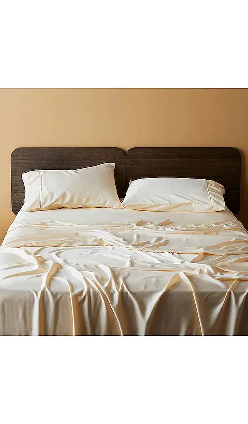 ETTITUDE Cal King Sateen Solid Sheet Set In Yellow - Butter