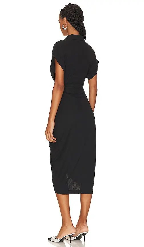 black knitted bodycon midi dress Black Bodycon Dress Rib Knit Collared Midi main image 0