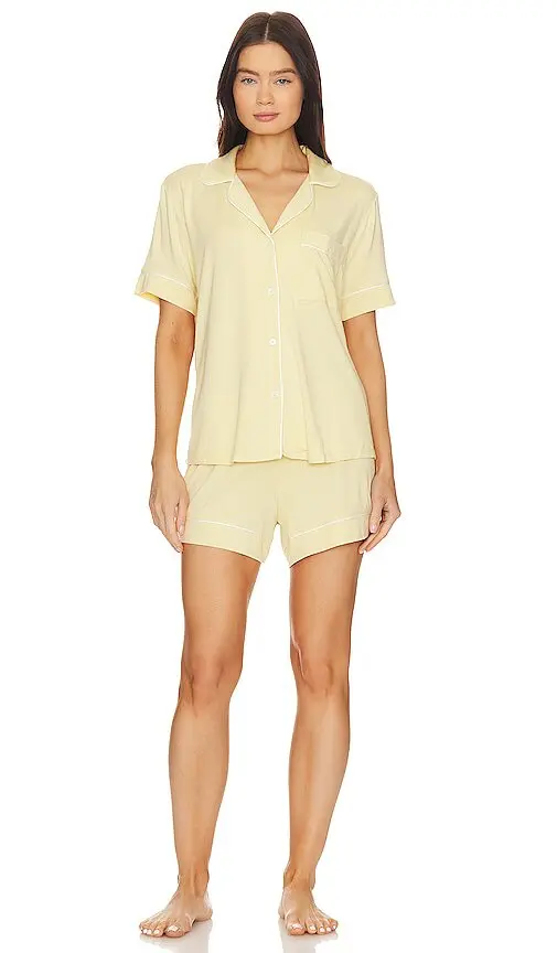 Eberjey Gisele Relaxed Pj Set In Yellow - Buttercream & Ivory