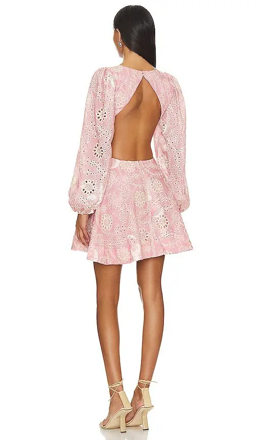 Bardot Mila Broderie Mini Dress In Pale Blush - 25% Off | Editorialist