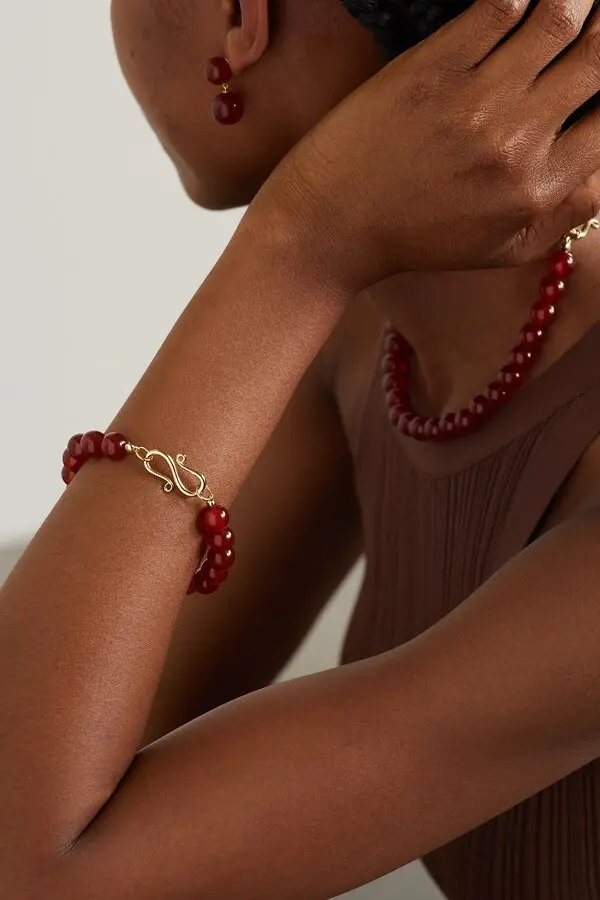 Lié Studio Rose Gold-plated Carnelian Bracelet - Red