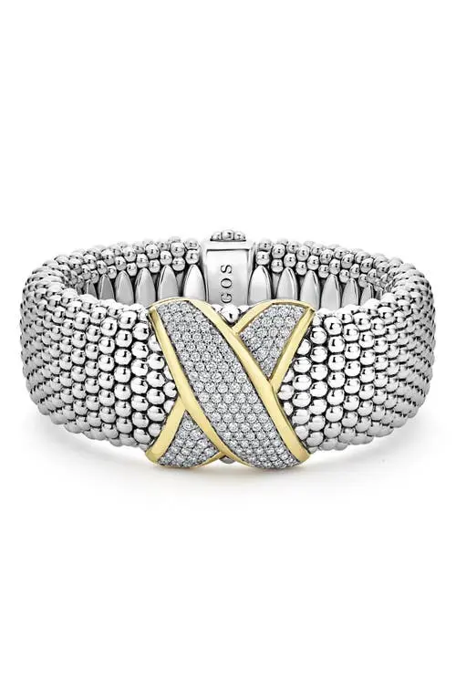 Lagos Embrace Pavé Diamond & Caviar Bracelet - Metallic
