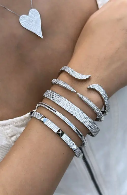 SHYMI Studded Pavé Bangle - Silver