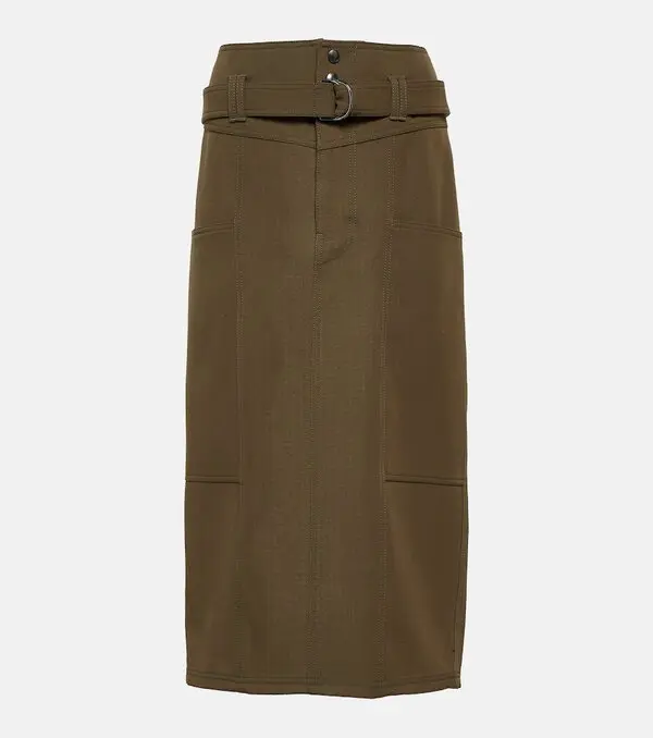 TOD'S Wool Midi Skirt - Brown