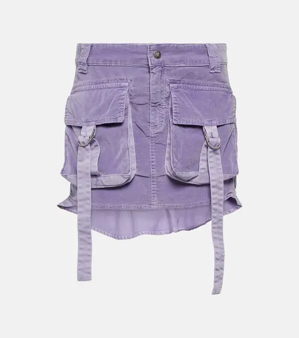 Blumarine Velvet Cargo Miniskirt - Purple