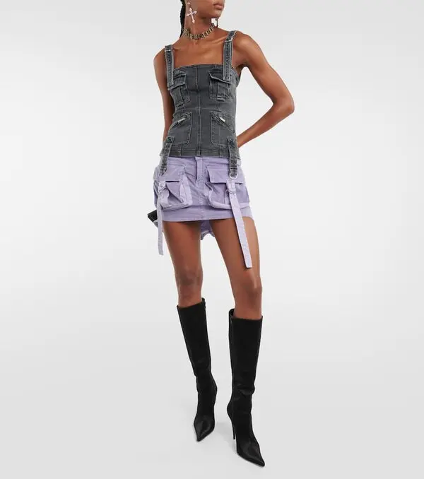 Blumarine Velvet Cargo Miniskirt - Purple