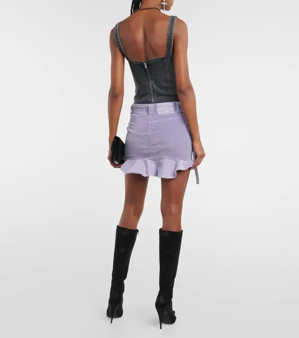 Blumarine Velvet Cargo Miniskirt - Purple