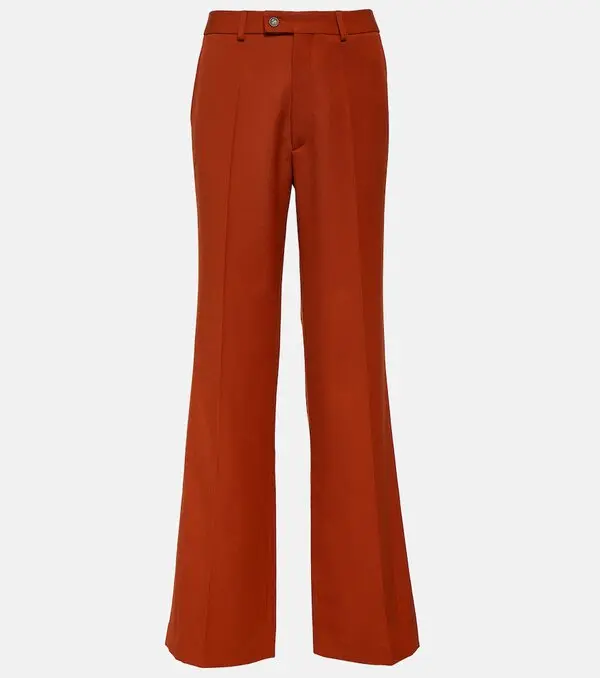 TOD'S Wool Crêpe Wide-leg Trousers - Red