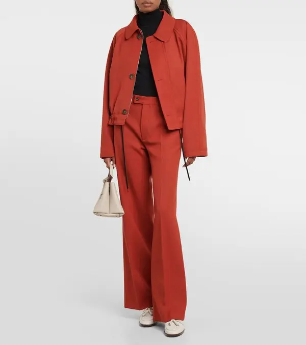 TOD'S Wool Crêpe Wide-leg Trousers