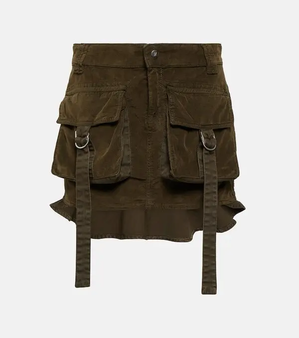 Blumarine Velvet Mini Cargo Skirt - Green