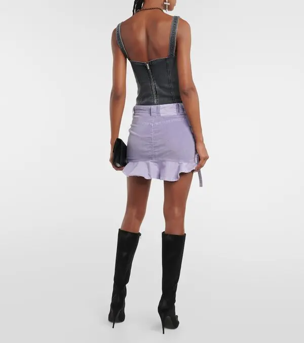 Blumarine Velvet Cargo Miniskirt - Purple