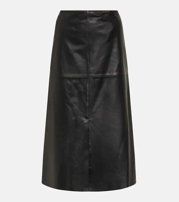 JOSEPH Sidena Leather Midi Skirt - Black