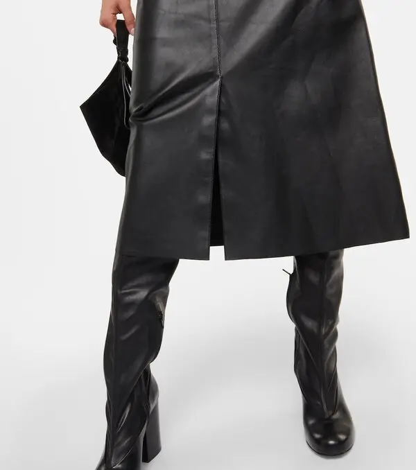 JOSEPH Sidena Leather Midi Skirt - Black