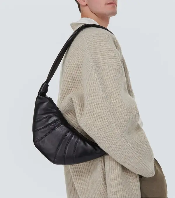 LEMAIRE Small Leather Shoulder Bag - Black