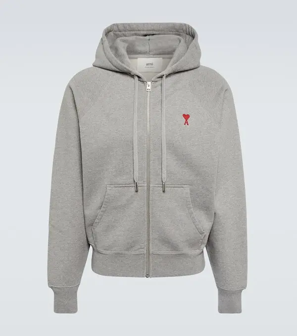 AMI Paris De Cœur Zip-up Hoodie - Grey