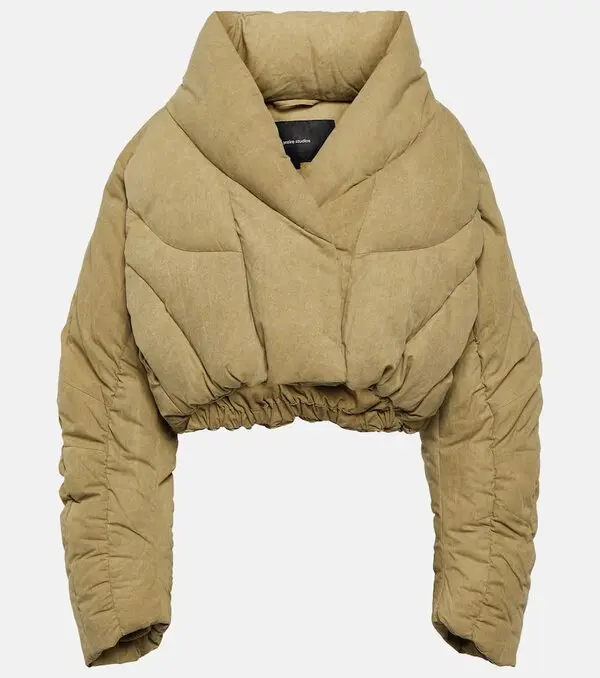 Entire Studios A7l Cropped Down Jacket In Beige - 30% Off