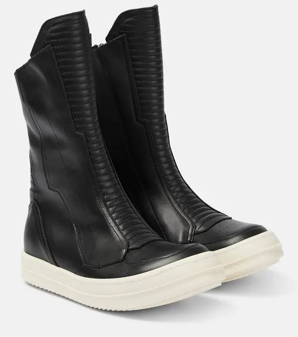 Rick Owens Leather High Top Sneakers