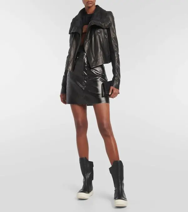 Rick Owens Leather High Top Sneakers