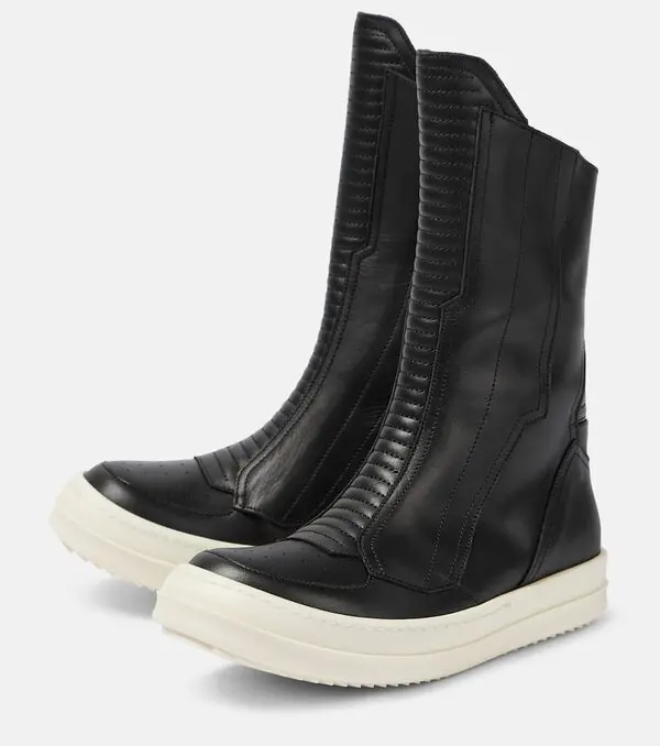 Rick Owens Leather High Top Sneakers