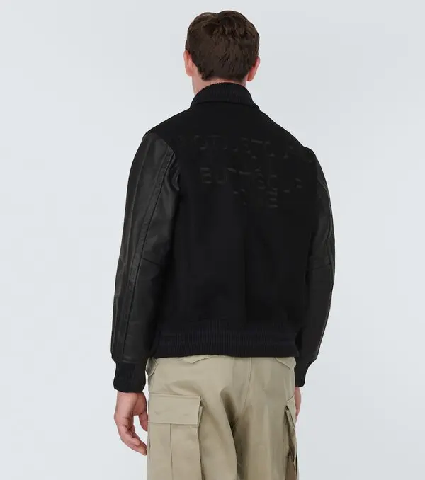 Sacai Interstellar Wool And Faux Leather Varsity Jacket In Black 