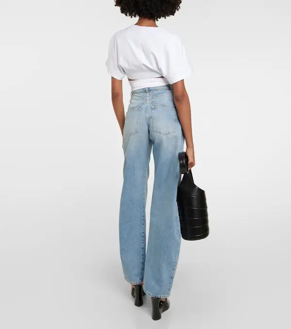Alaïa Logo Cotton Jersey Crop Top